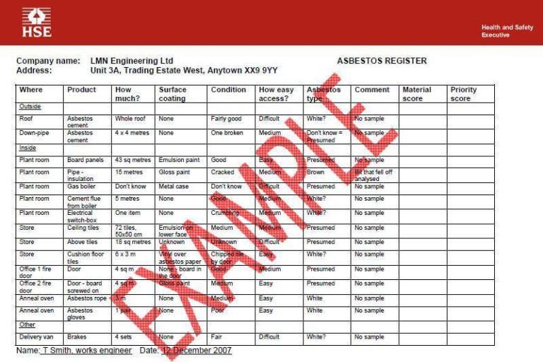 Asbestos Register - what is it? | Armco Asbestos Training